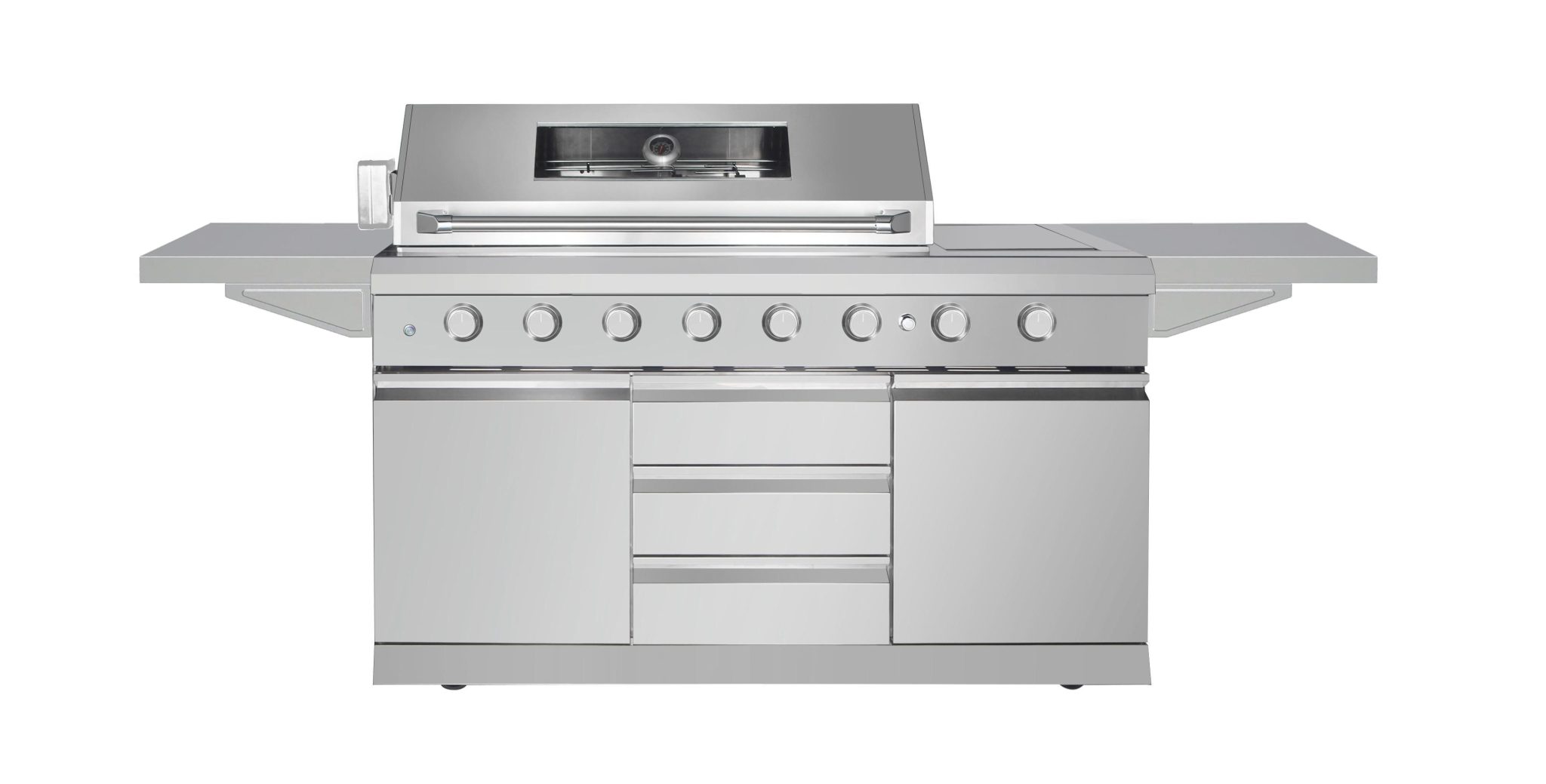 Thor Kitchen 4-Piece Modular Outdoor Kitchen Island, Liquid Propane BBQ with Wood Fuel Pizza ...